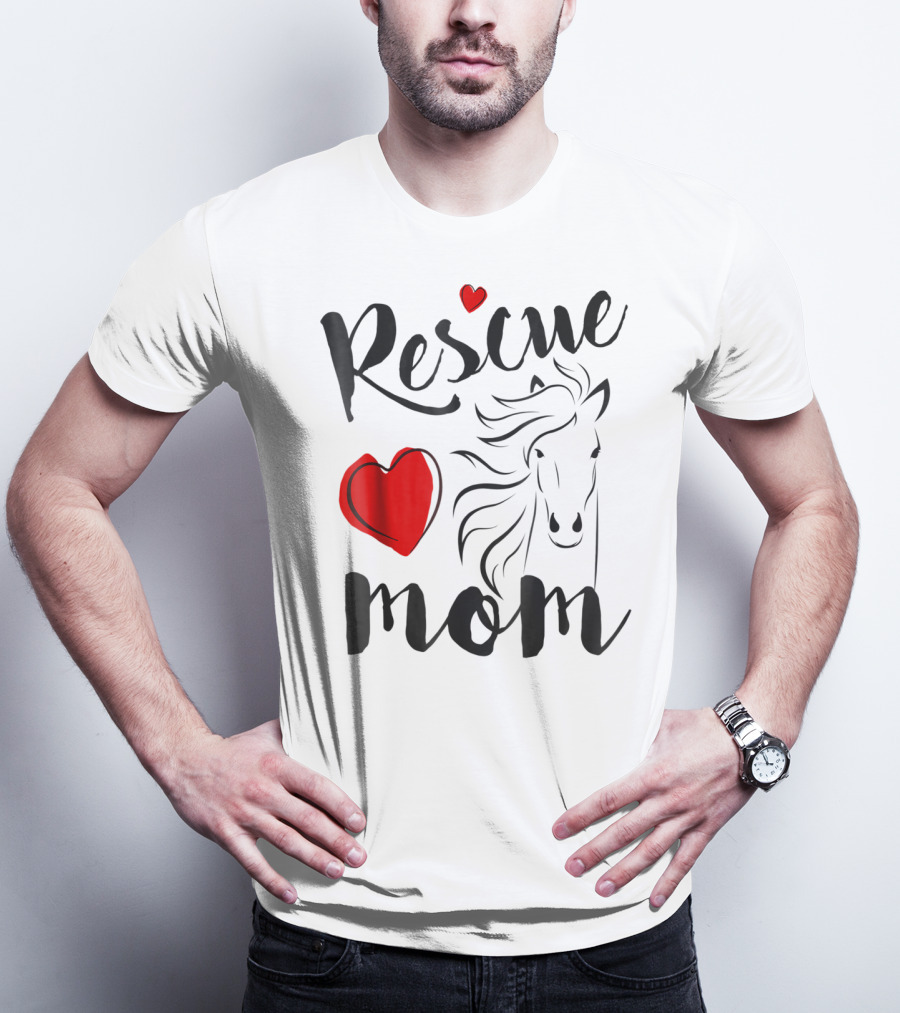 Rescue Mom Heart Horse T-Shirt