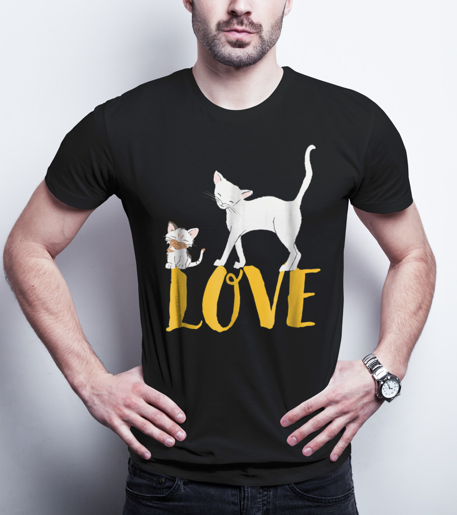 I Love Cats Vintage Love Cat Mom And Dad Cat Person 13 T-Shirt