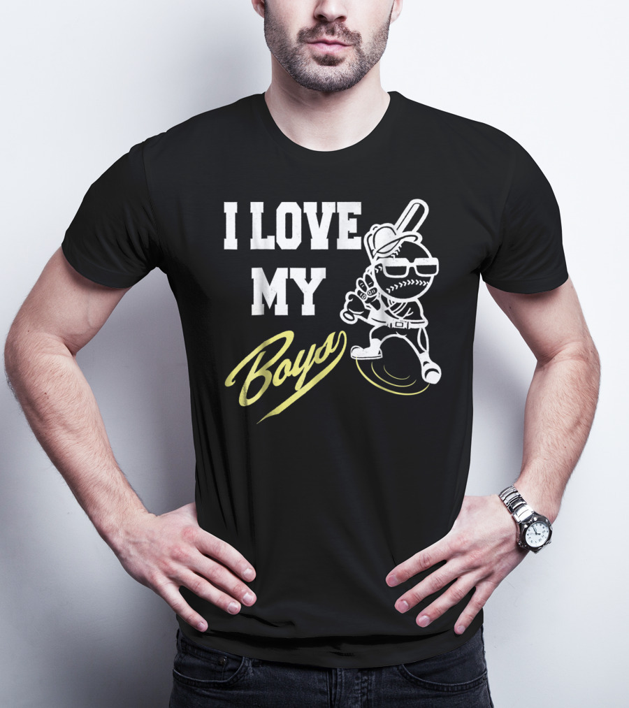 I Love My Boys Baseball Mom And Dad Cool Player T-Shirt