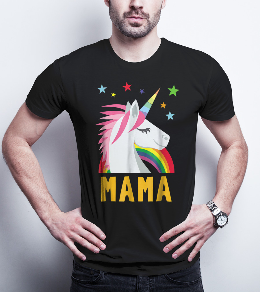 Mama Unicorn Rainbow Star Lovers T-Shirt