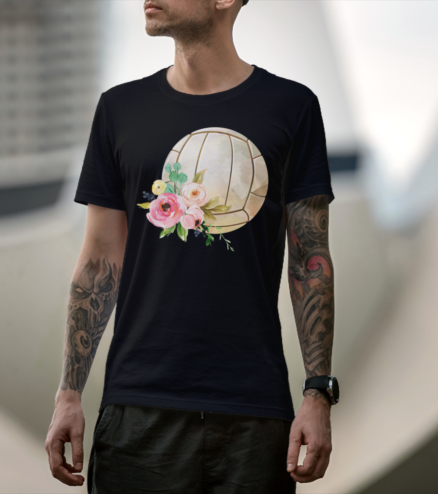 Watercolor Boho Floral Volleyball Patchwork T-Shirt