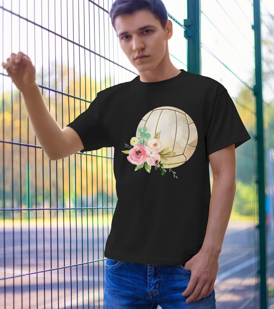 Watercolor Boho Floral Volleyball Patchwork T-Shirt