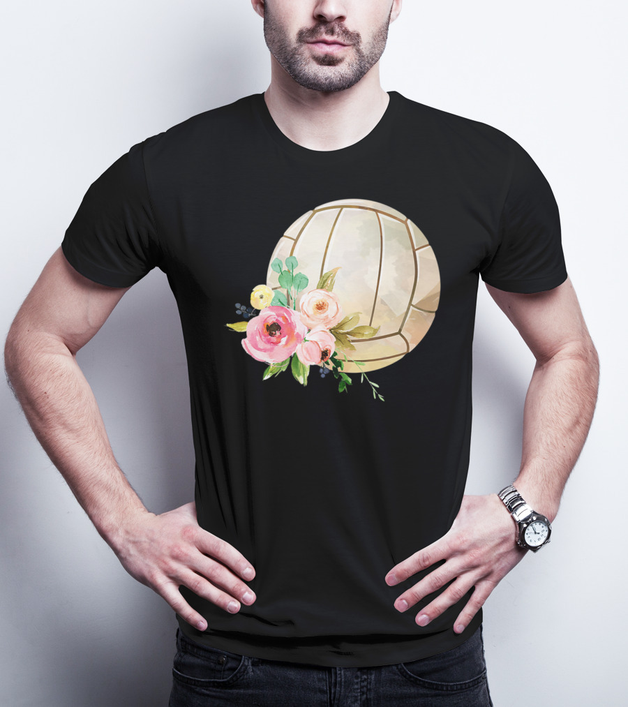 Watercolor Boho Floral Volleyball Patchwork T-Shirt
