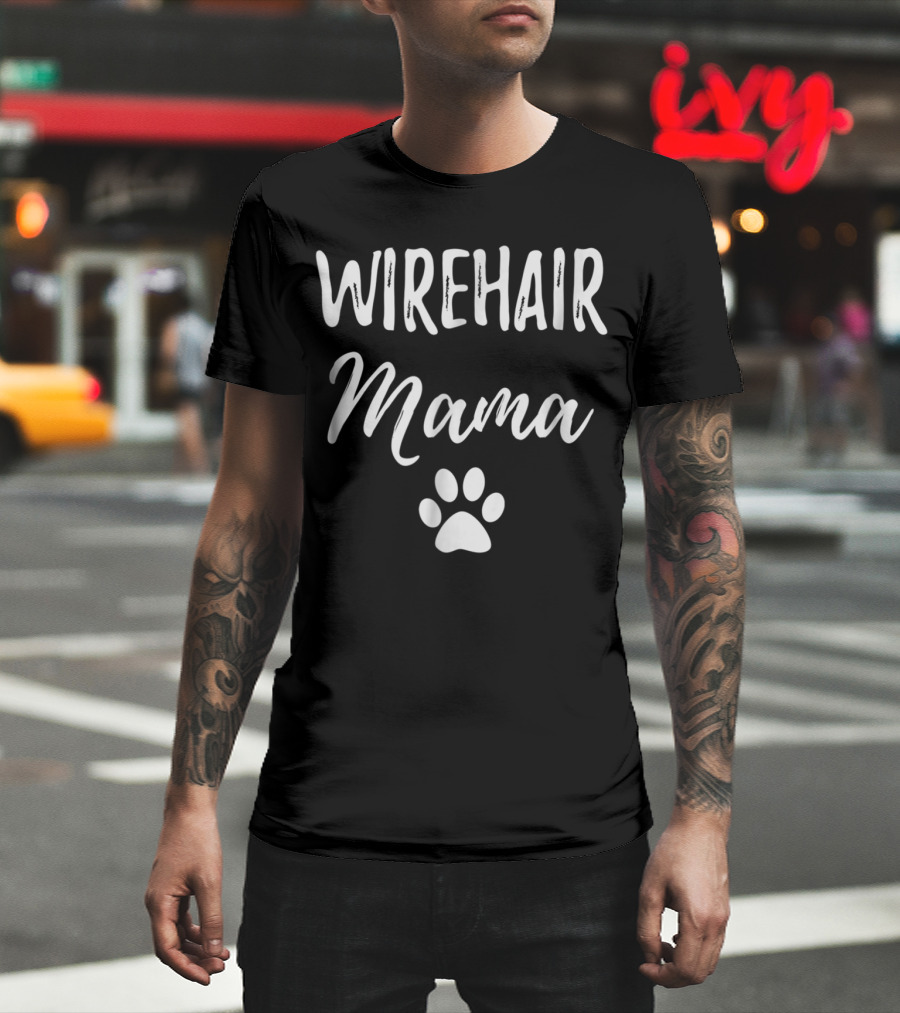 Wirehair Mama Funny Cat Mom Paw Print Idea99 T-Shirt