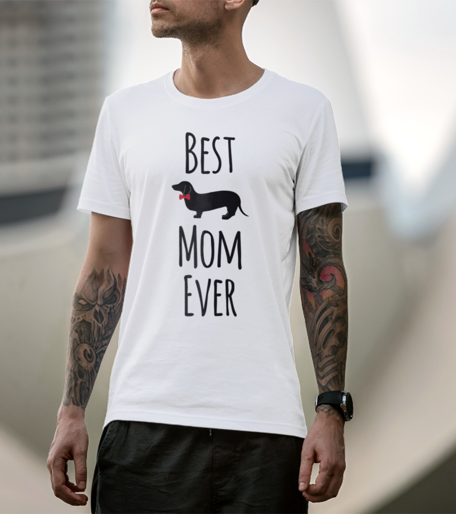 Best Dachshund Mom Ever With Bow-Tie Dachshund T-Shirt
