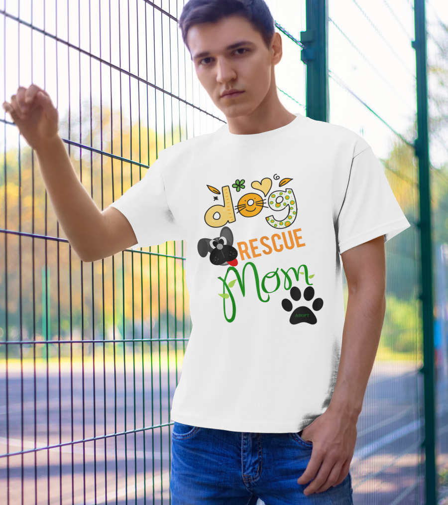 Best Dog Rescue Mom Ever Adopt Paw Prints T-Shirt