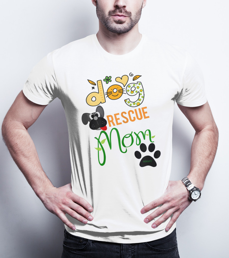 Best Dog Rescue Mom Ever Adopt Paw Prints T-Shirt