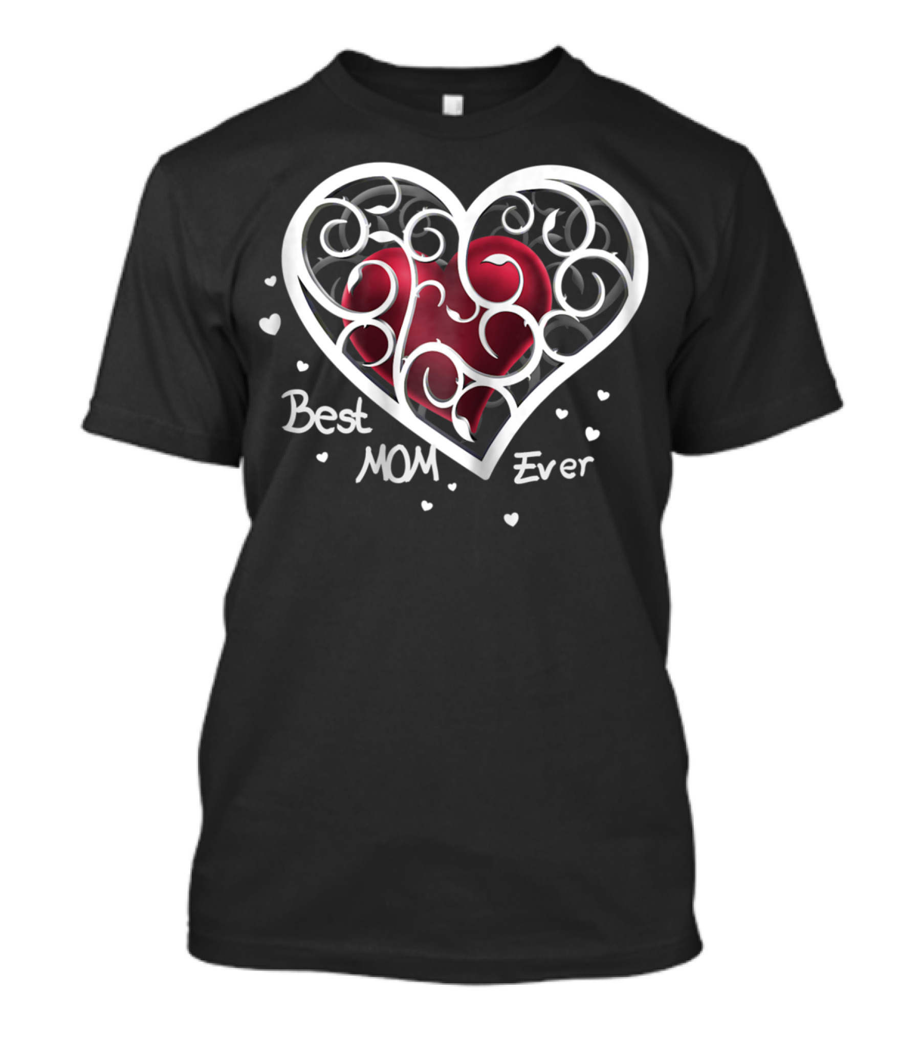 Best Mom Ever Heart Design With Floral Elements T-Shirt