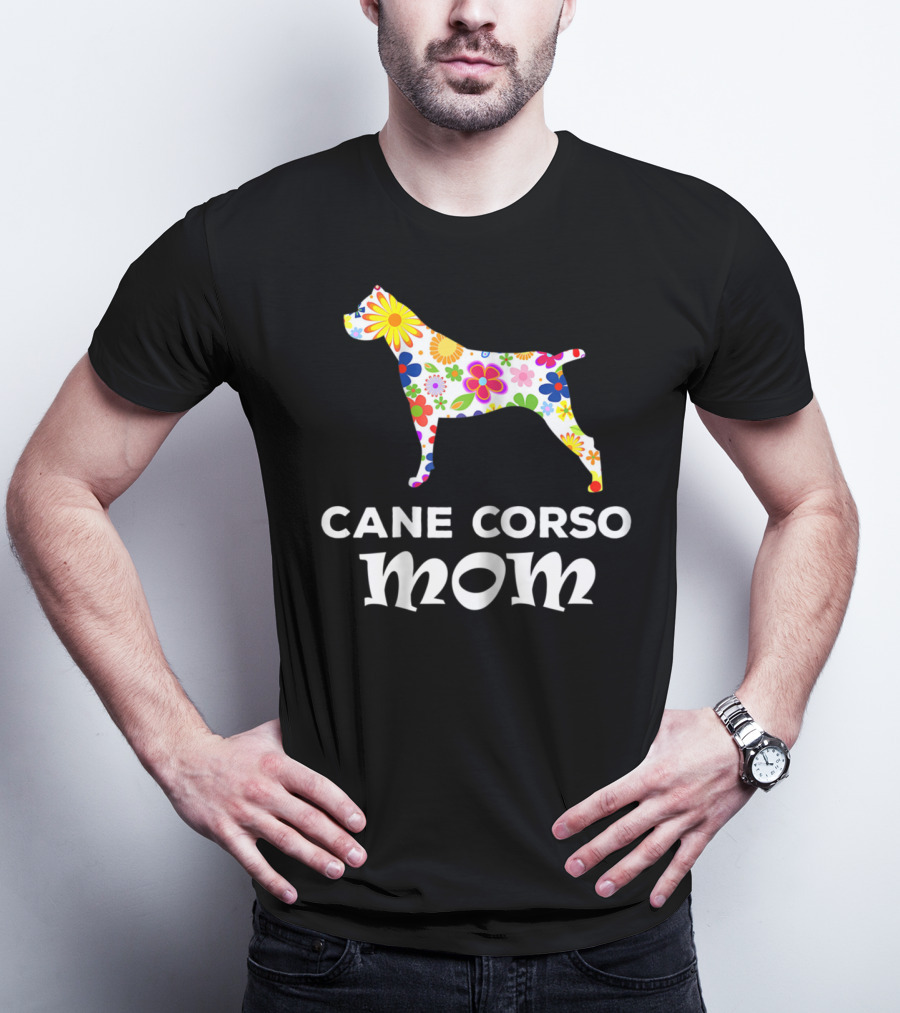 Cane Corso Mom Floral Dog T-Shirt