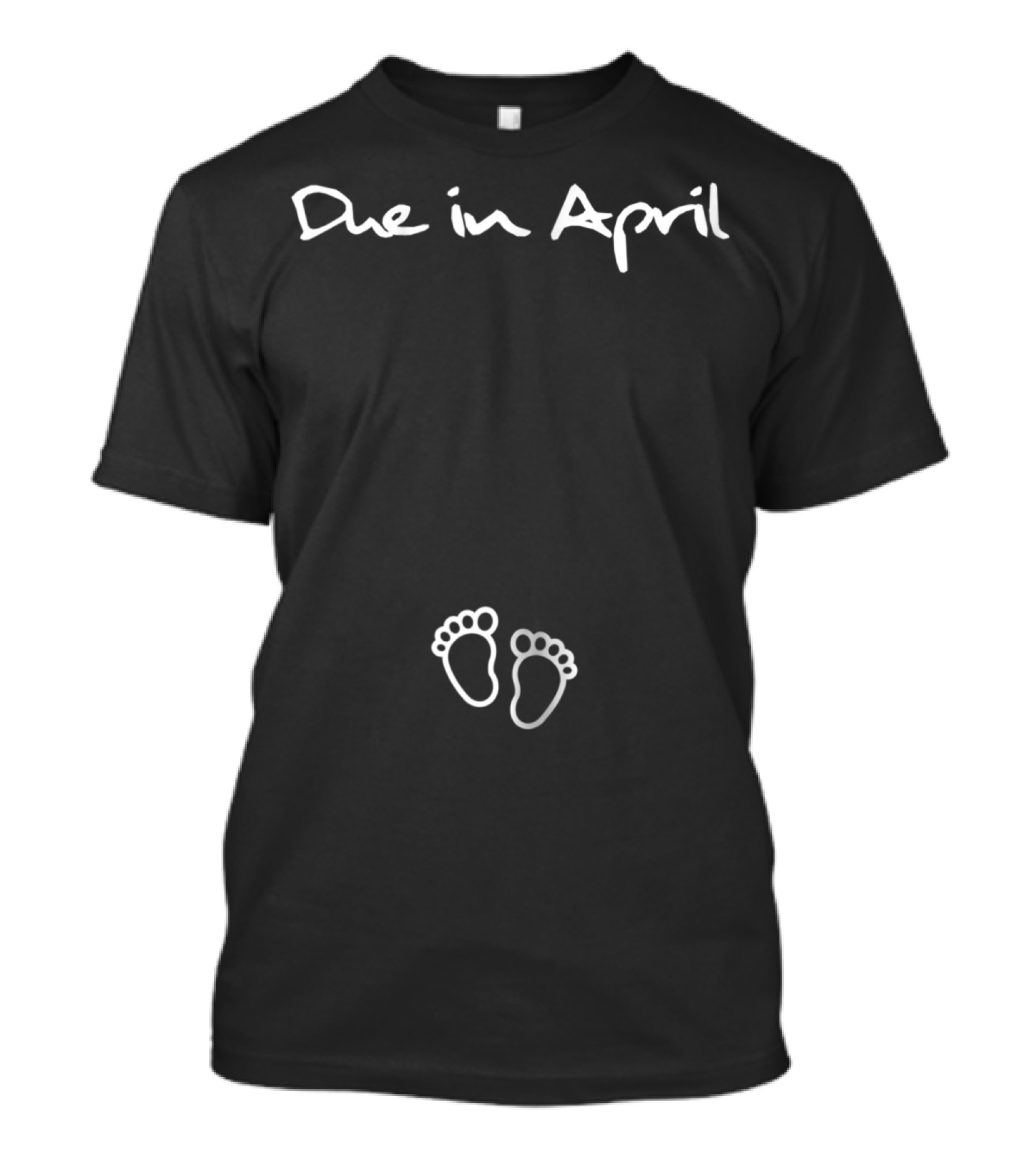 Due In April Pregnant Reveal Expectant Footprints T-Shirt