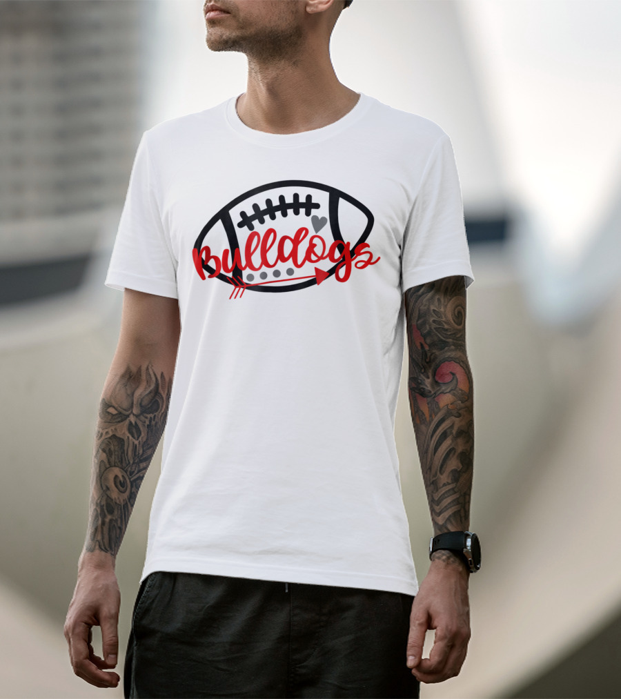 Bulldogs Football Mom Bulldog Mascot With Heart And Arrow T-Shirt