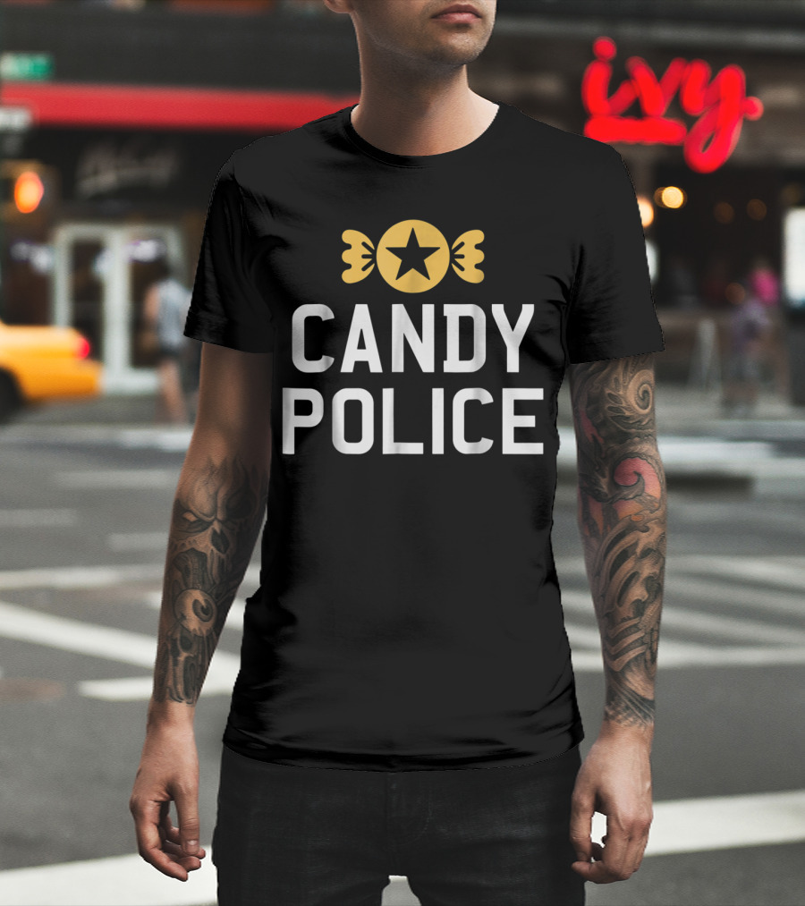 Candy Police Star Badge Halloween Funny T-Shirt