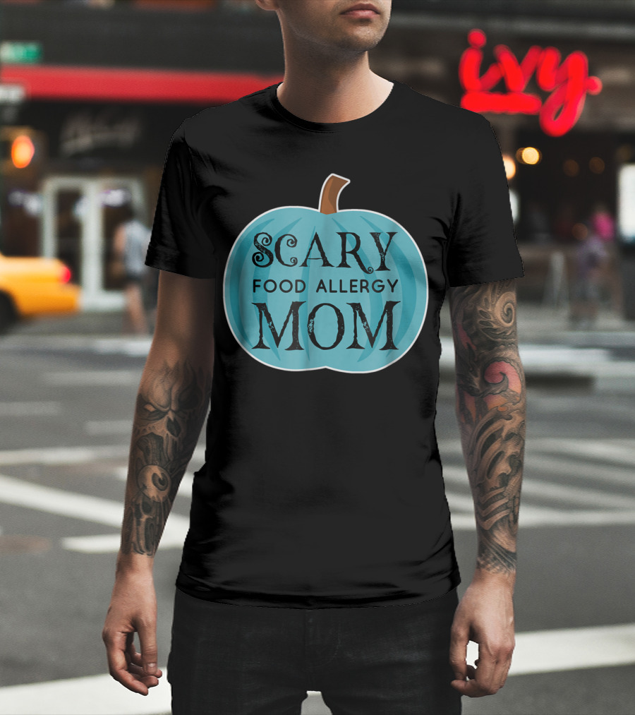 Scary Food Allergy Mom Blue Pumpkin Halloween T-Shirt