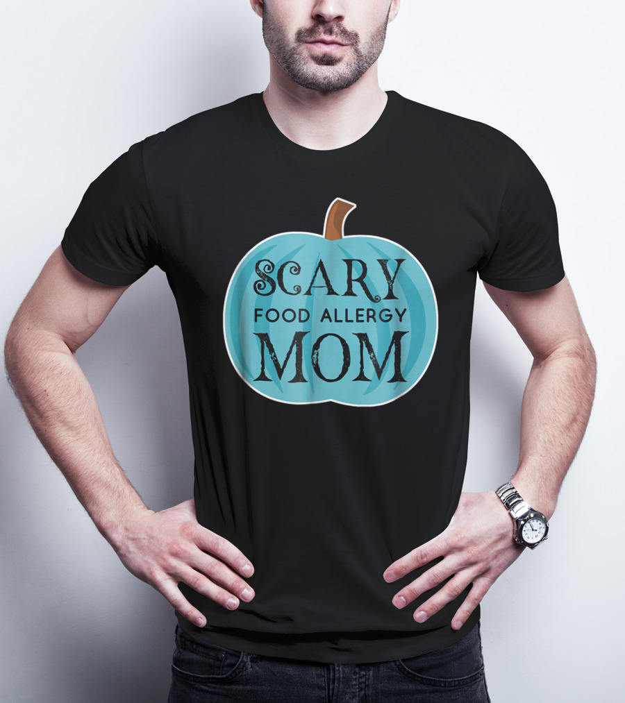 Scary Food Allergy Mom Blue Pumpkin Halloween T-Shirt