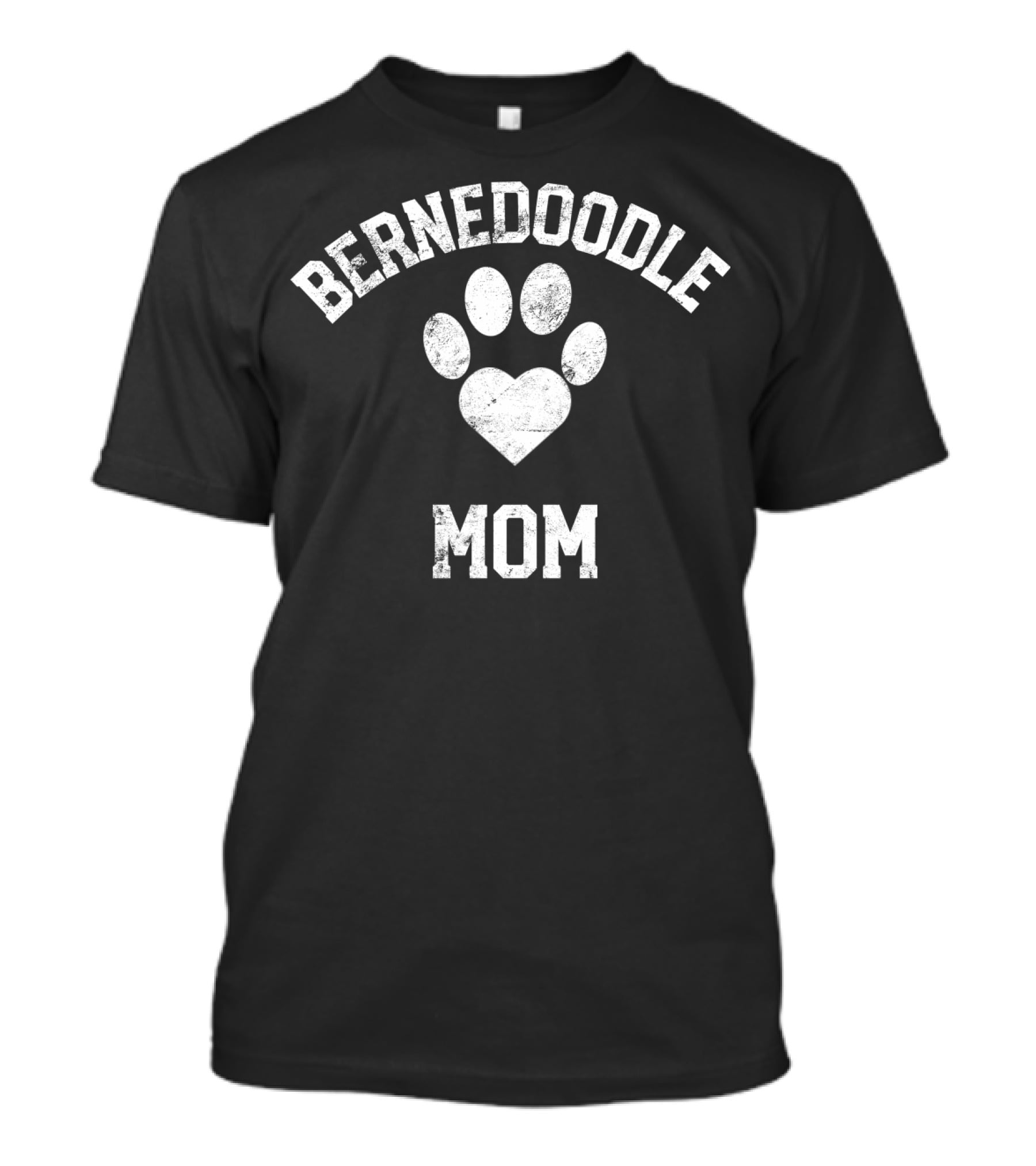 Bernedoodle Mom Distressed Vintage Look Paw Heart T-Shirt