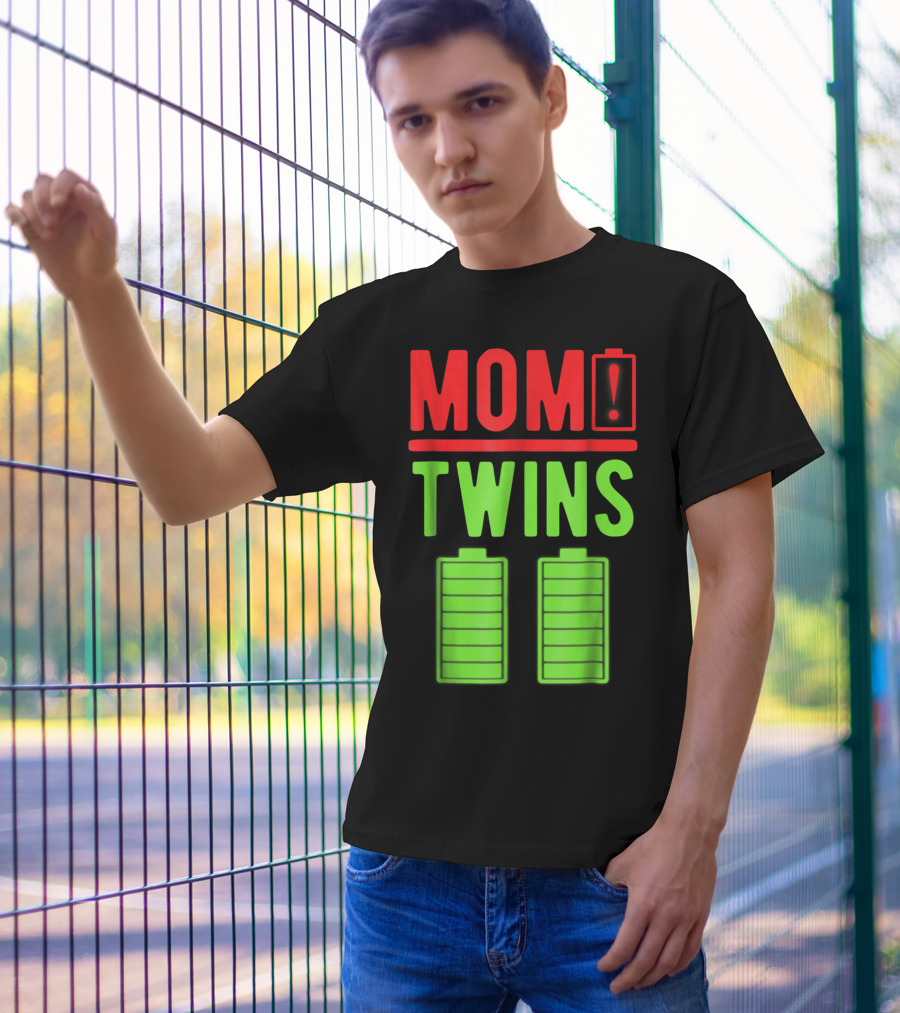 Mom Twins Battery Life Depleted Funny Twins Mom T-Shirt