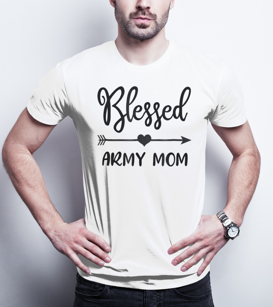 Blessed Army Mom Arrow Heart T-Shirt