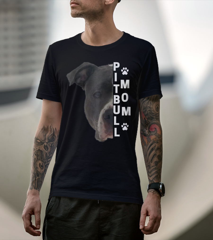 Pitbull Mom Pit Bull Lover Dog Momma Bully Breed Paw Prints T-Shirt