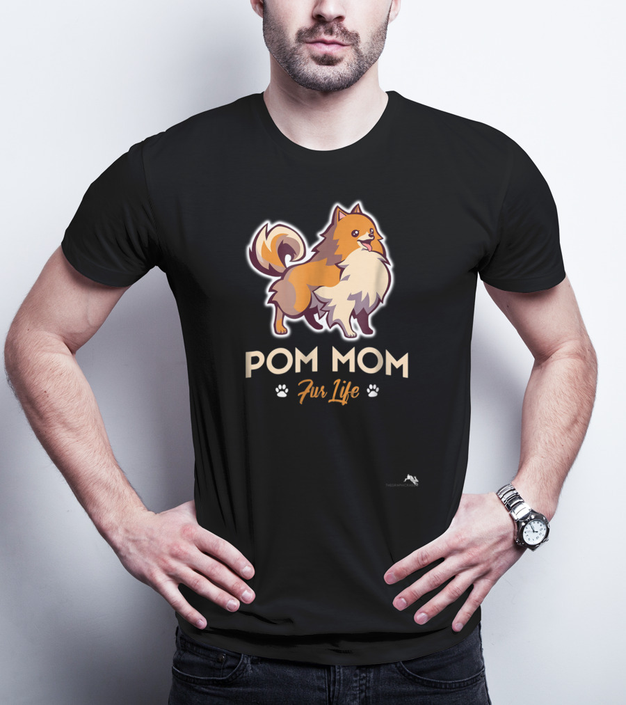 Pom Mom Fur Life Pomeranian Paw Prints T-Shirt