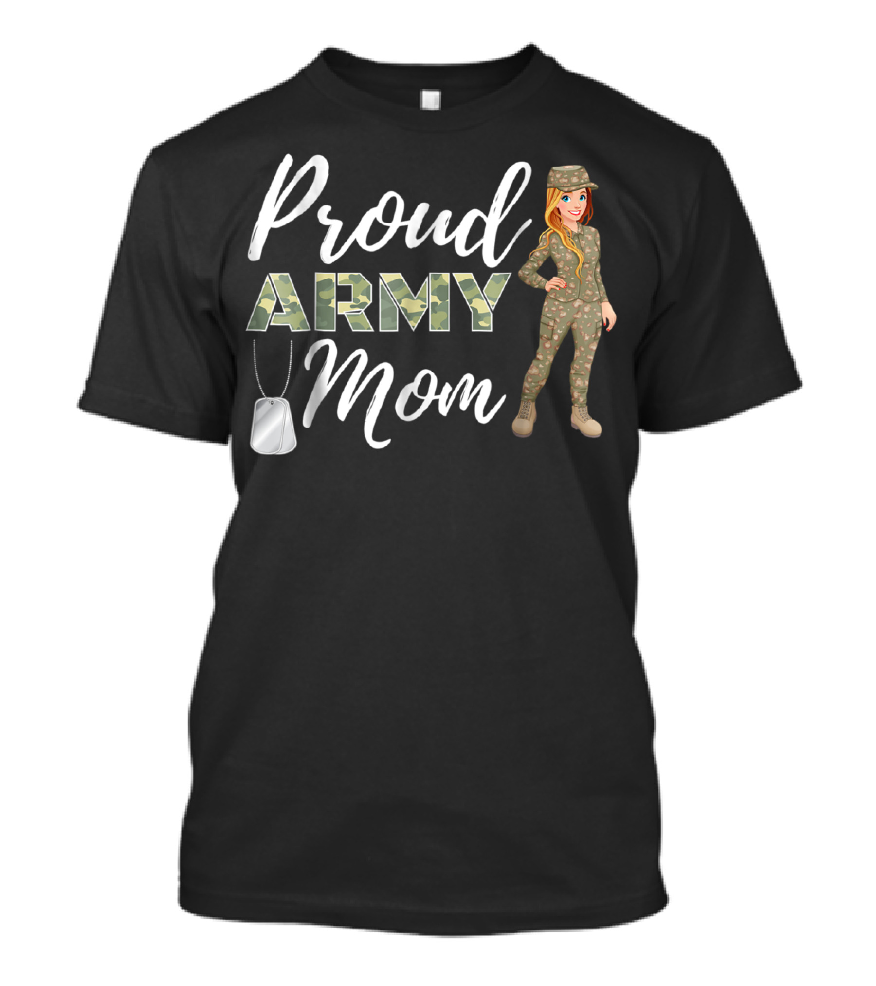 Proud Army Mom With Camouflage Soldier T-Shirt