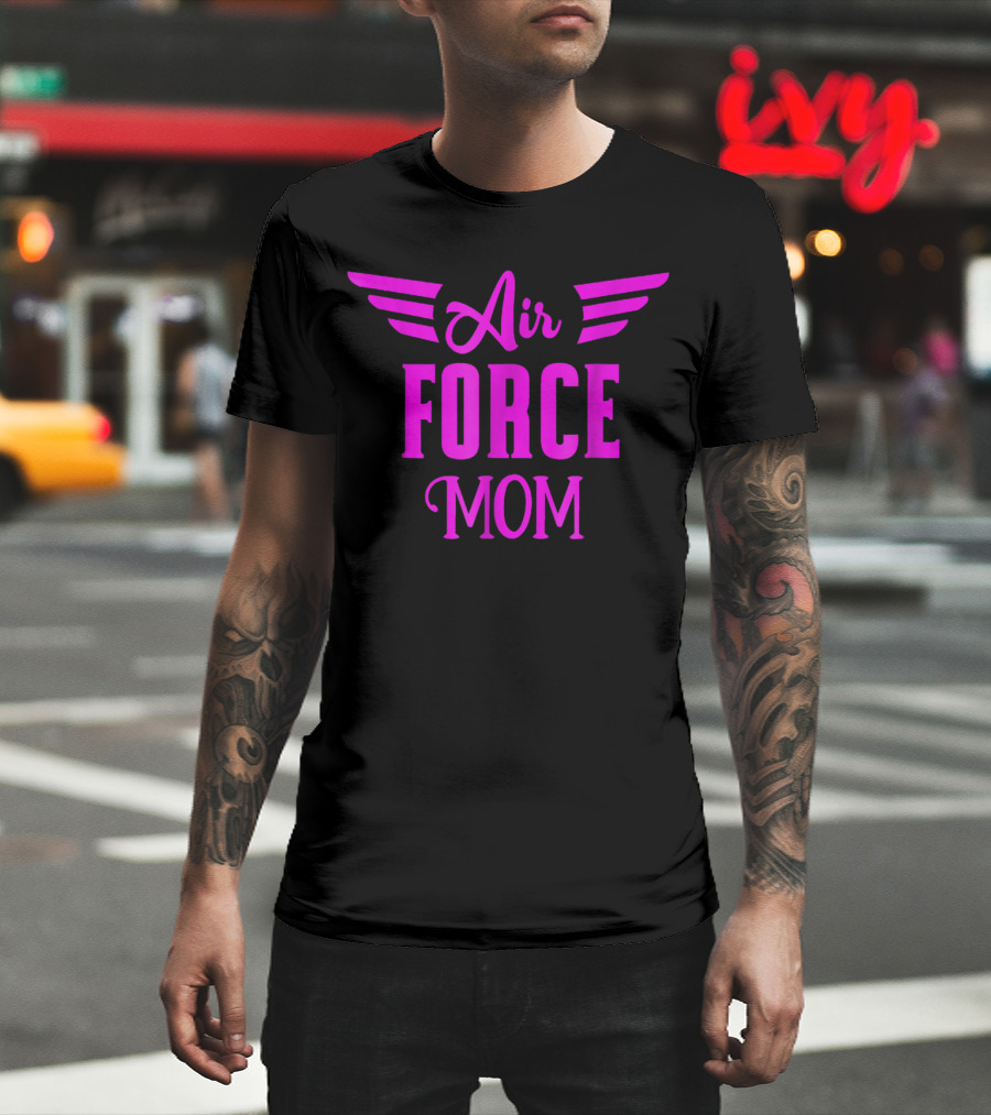 US Air Force Pink Proud Air Force Mom Wings T-Shirt