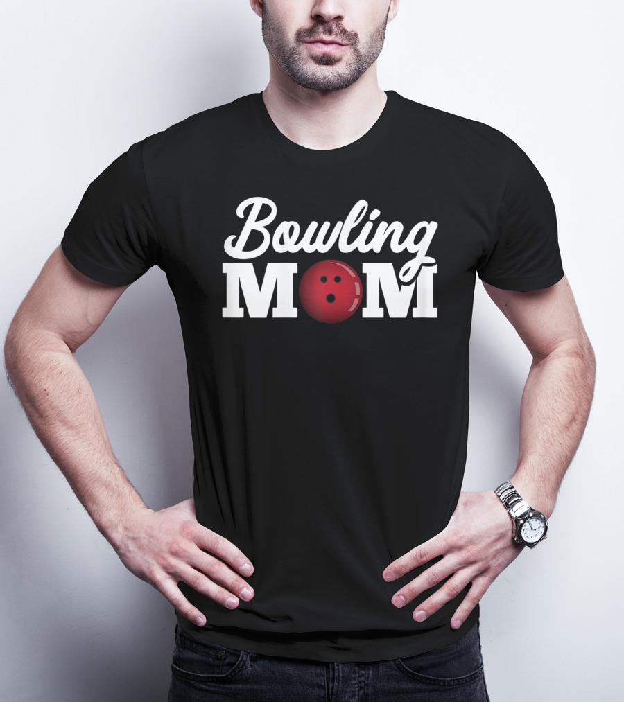 Bowling Mom With Red Bowling Ball Icon Striking Fun T-Shirt