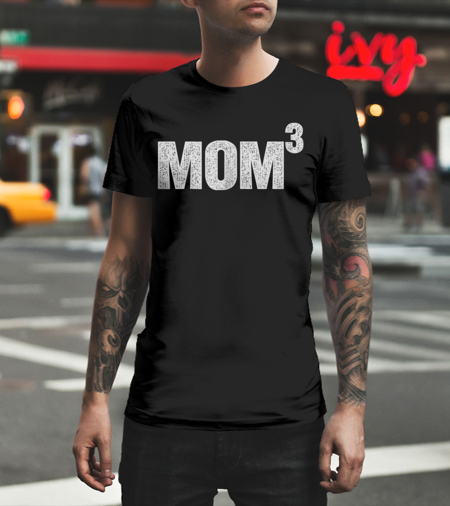 Distressed Mom Cubed Mom Of Three Equation T-Shirt