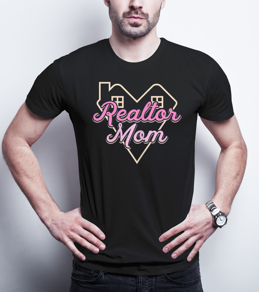 Realtor Mom Heart House Design Real Estate Agent T-Shirt