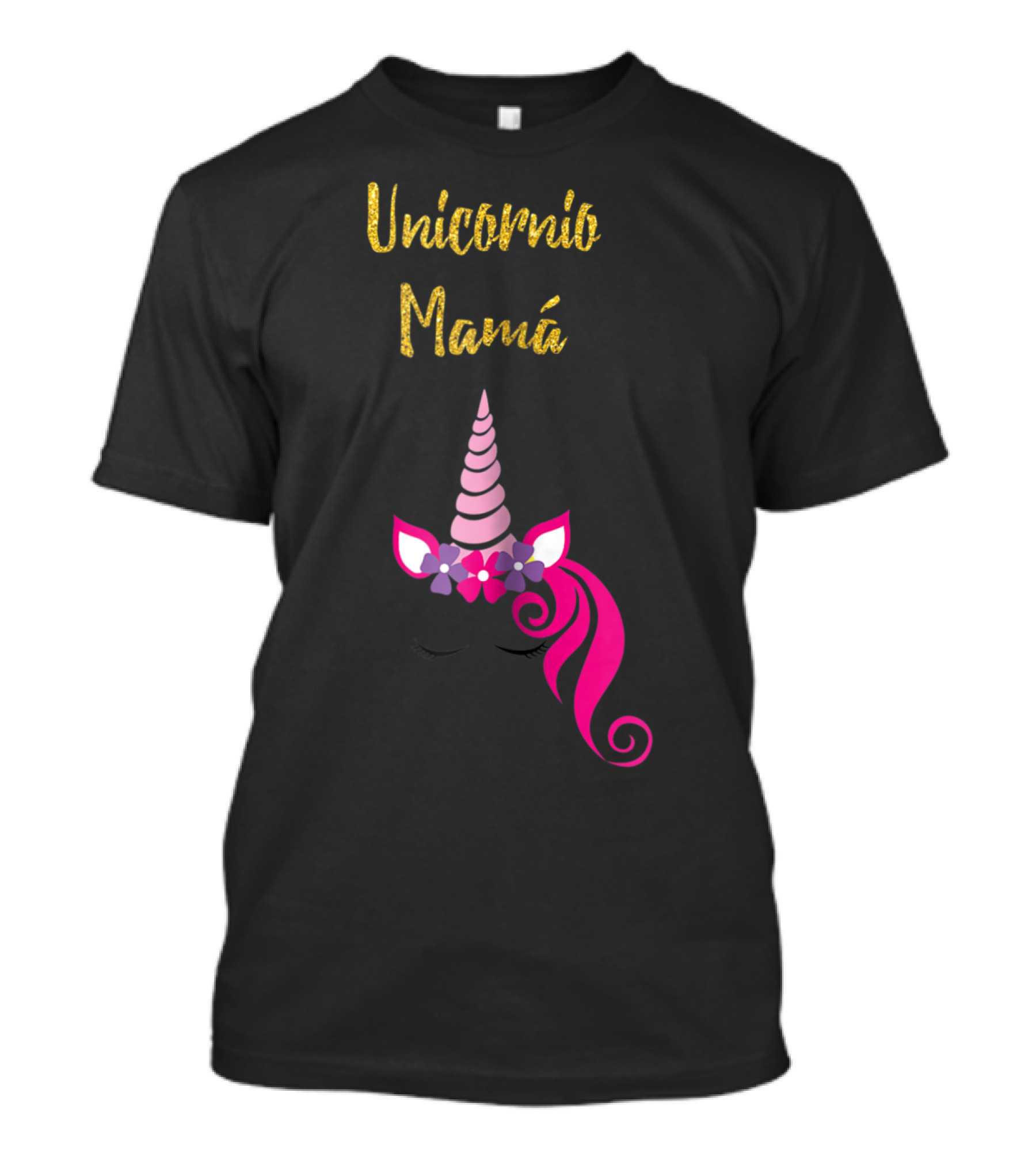 Unicornio Mamá Spanish Unicornio Mom With Pink Horn And Flowers T-Shirt