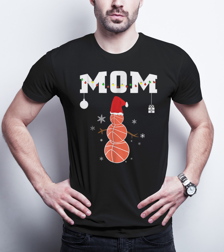 Basketball Mom Snowman Christmas Family Matching Holiday 90s T-Shirt