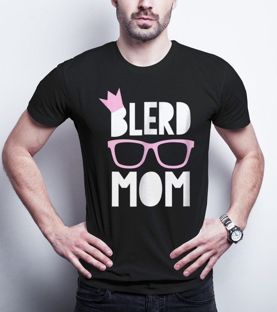 Blerd Mom Geeky Glasses Black Nerd Mom Crown T-Shirt