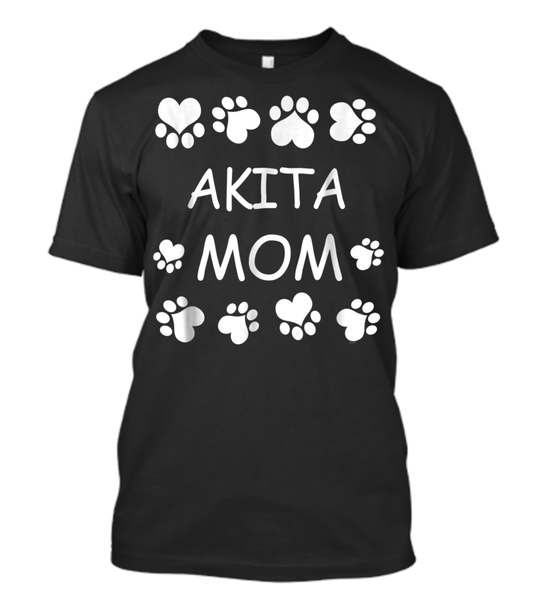 Akita Mom Paw Prints Hearts Christmas Birthday T-Shirt