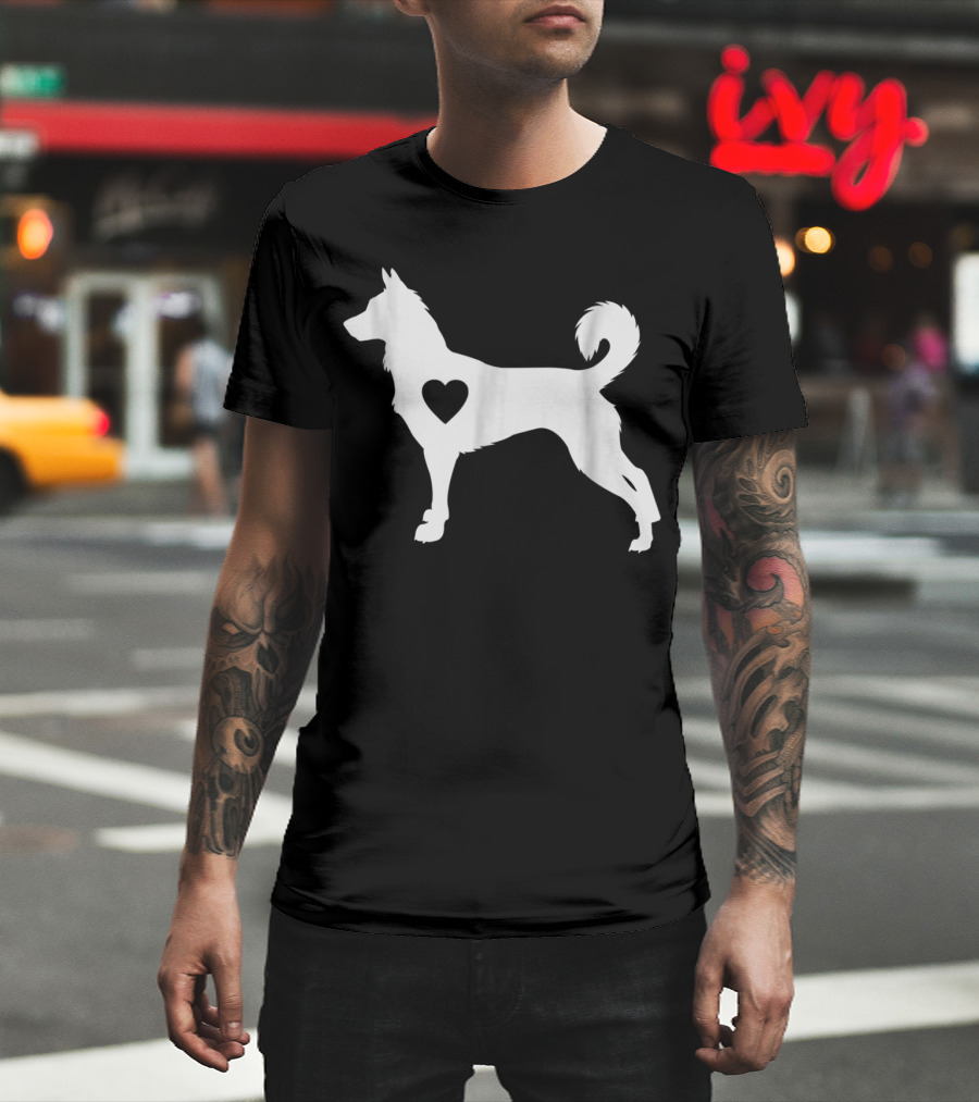 Canaan Dog Love Heart Silhouette Dog Mom Idea T-Shirt