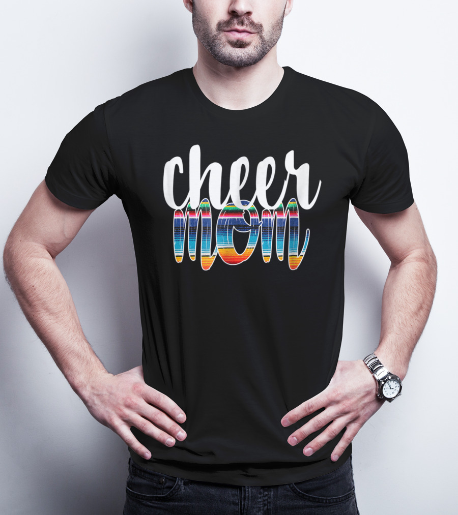 Cheer Mom Colorful Serape Print T-Shirt