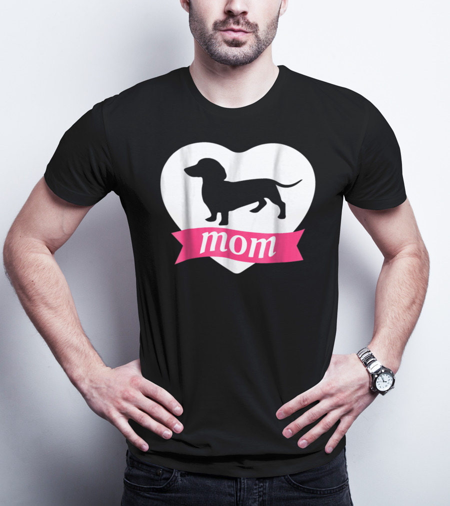 DACHSHUND MOM Heart Silhouette Vintage Fleece T-Shirt
