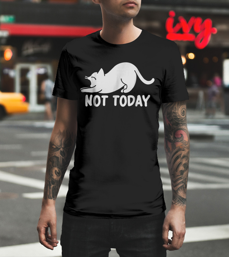 Lazy Cat Not Today Cat Lovers Cat Lady Cat T-Shirt