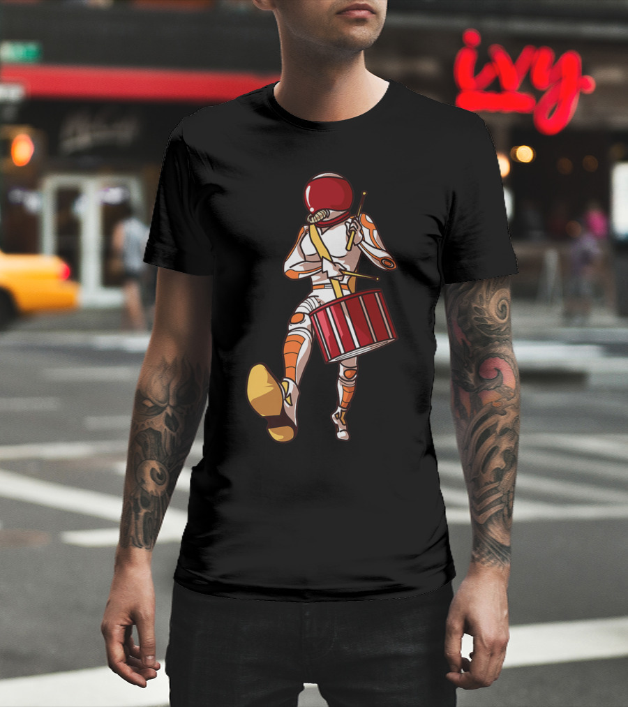 Marching Band Drums Mom Player High School Space-Themed Drummer Astronaut T-Shirt