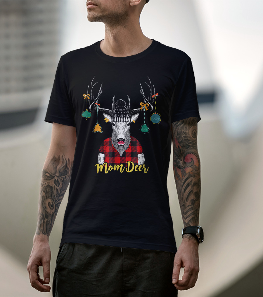 Mom Deer Christmas Plaid Noel Xmas Apparel16 T-Shirt