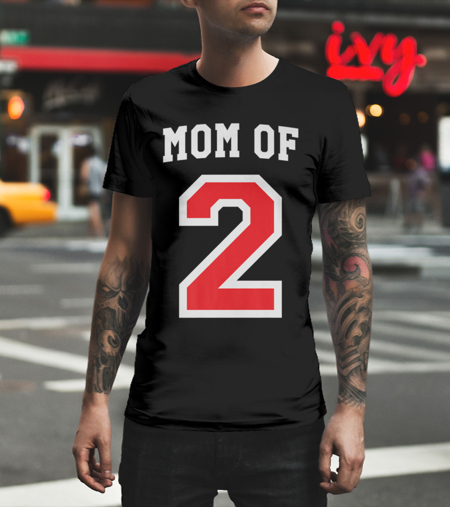 Mom Of 2 Kids Baseball Mom Sports Jersey T-Shirt