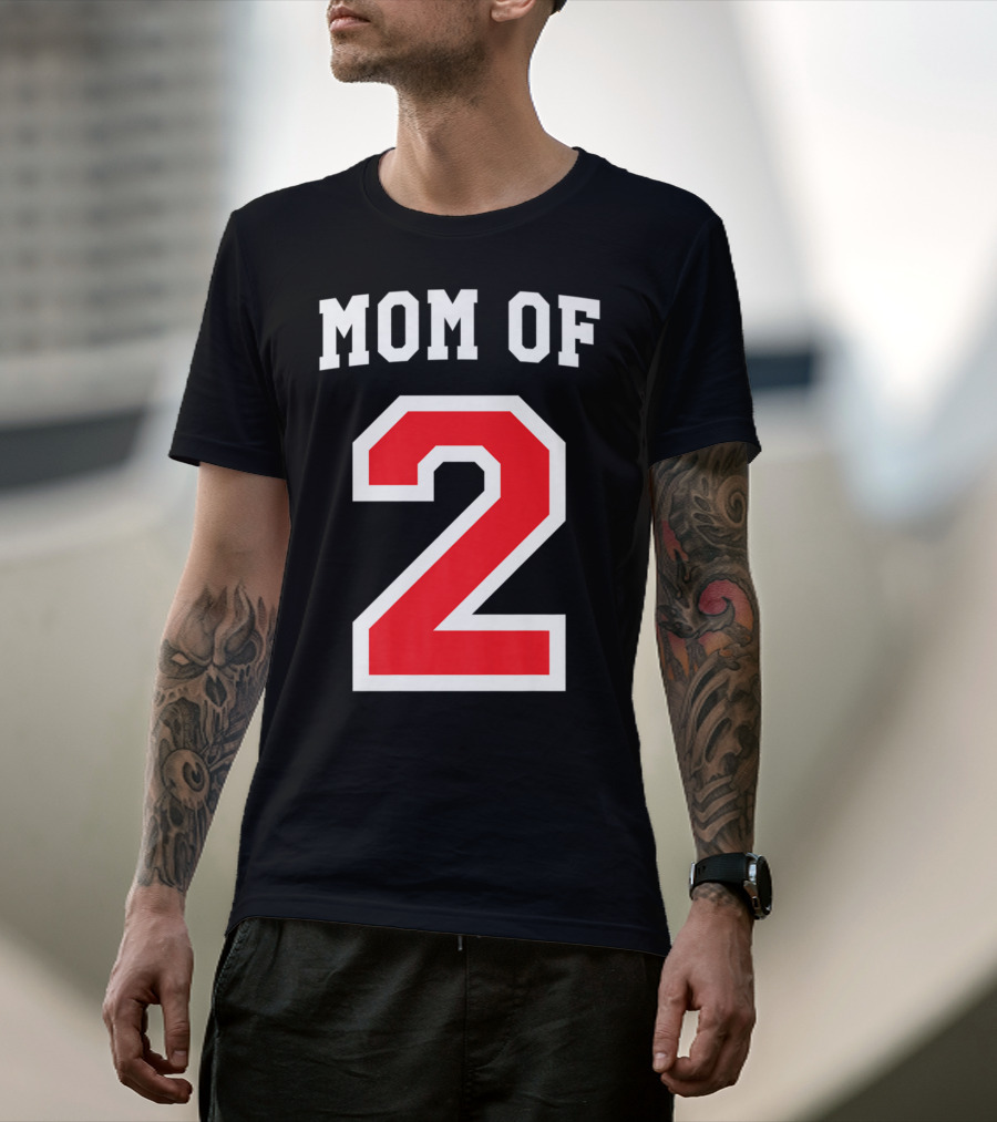 Mom Of 2 Kids Baseball Mom Sports Jersey T-Shirt