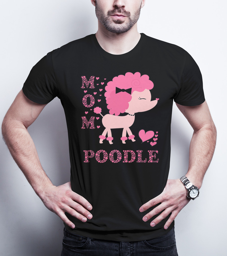 POODLE MOM DOG HEARTS BOW T-Shirt