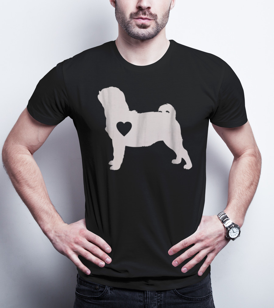 Pug Love Heart Silhouette Dog Idea Pug Dog T-Shirt