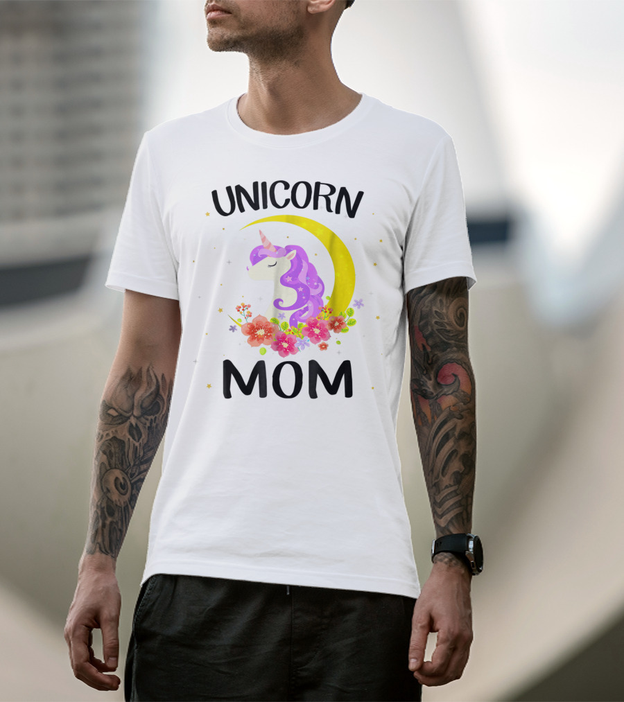 Unicorn Mom Moon Floral Magic T-Shirt