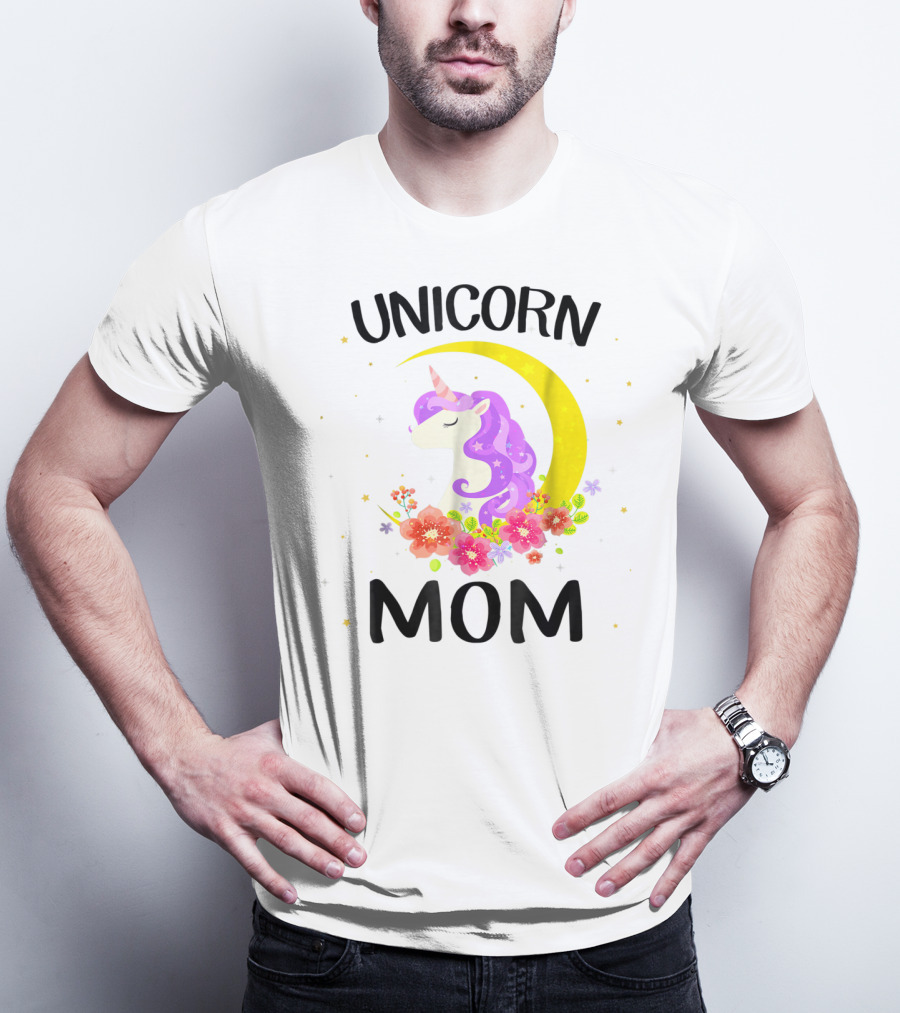 Unicorn Mom Moon Floral Magic T-Shirt