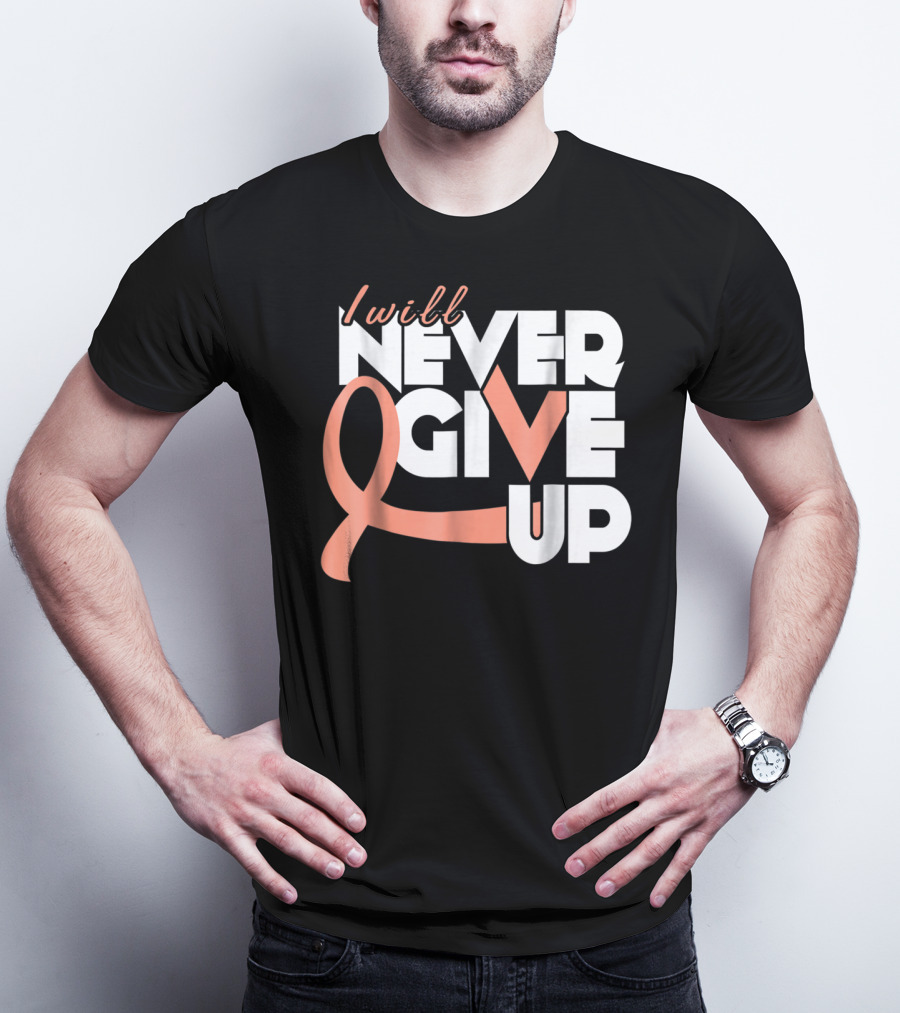 I Will Never Give Up Uterine Cancer Awareness T-Shirt