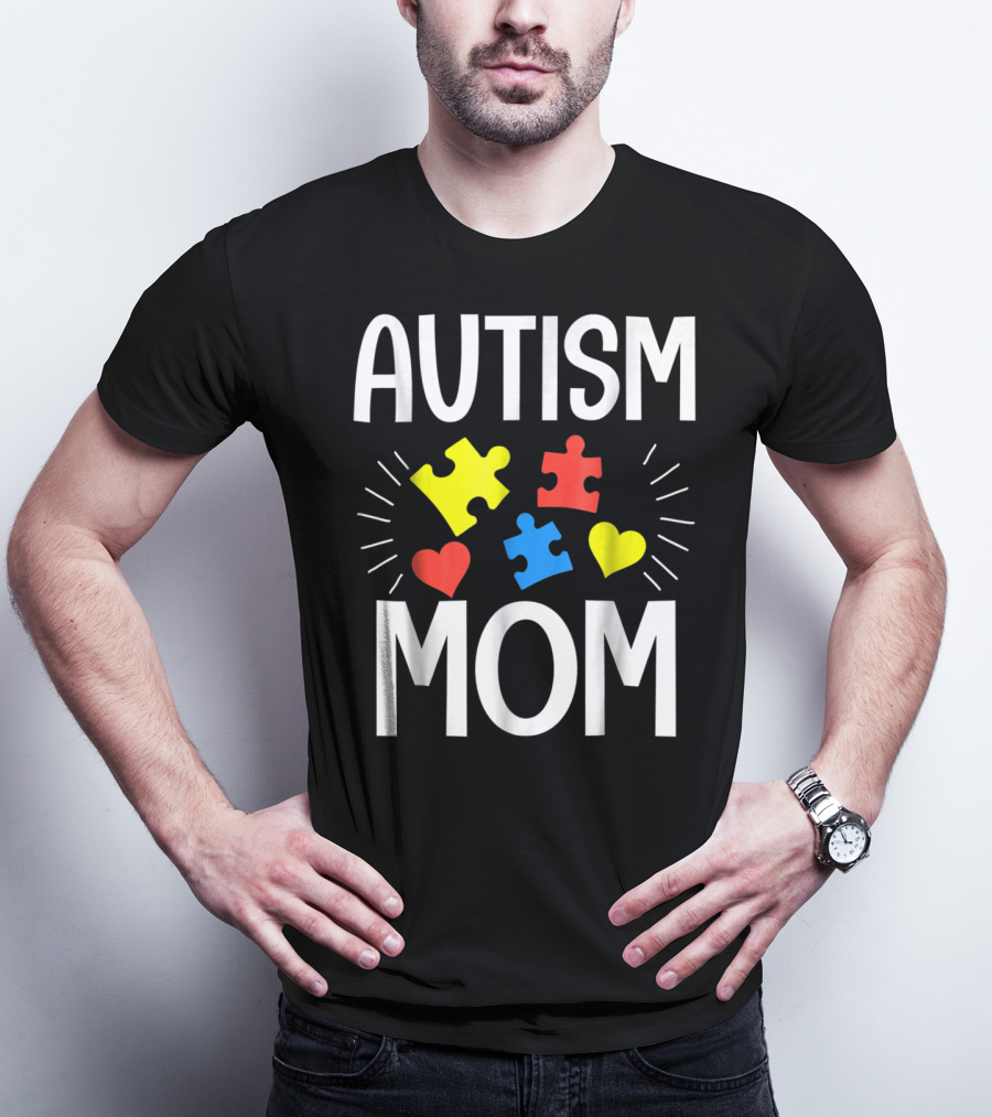 Autism Mom Colorful Puzzle Heart T-Shirt