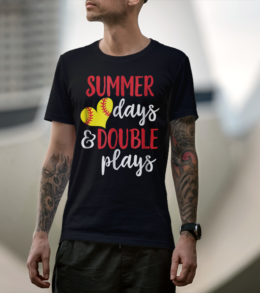 Summer Days And Double Plays Softball Girls T-Shirt