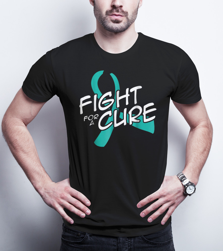 Fight For A Cure Ovarian Cancer Awareness Mom Wife50 Teal T-Shirt