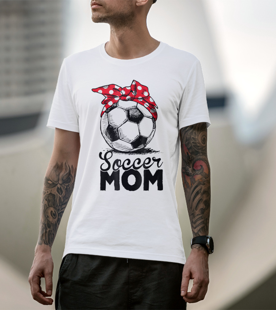 Funny Soccer Mom Polka Dot Bandana Vintage Soccer Fan Player17 T-Shirt