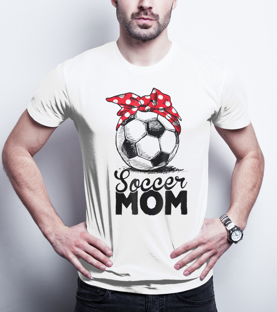Funny Soccer Mom Polka Dot Bandana Vintage Soccer Fan Player17 T-Shirt